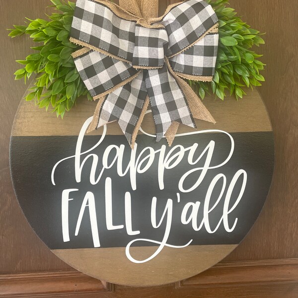 Fall Front Door Decor | Happy Fall Y'all | Fall Door Hanger | Fall ...