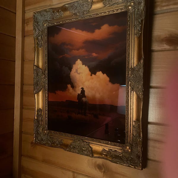 The Rider in the Storm. Original Oil Artwork. Cowboy Western Painting ...