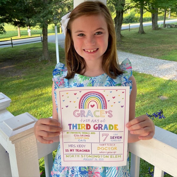 Editable First Day of 2nd Grade Sign, Rainbow First Day of School Sign ...