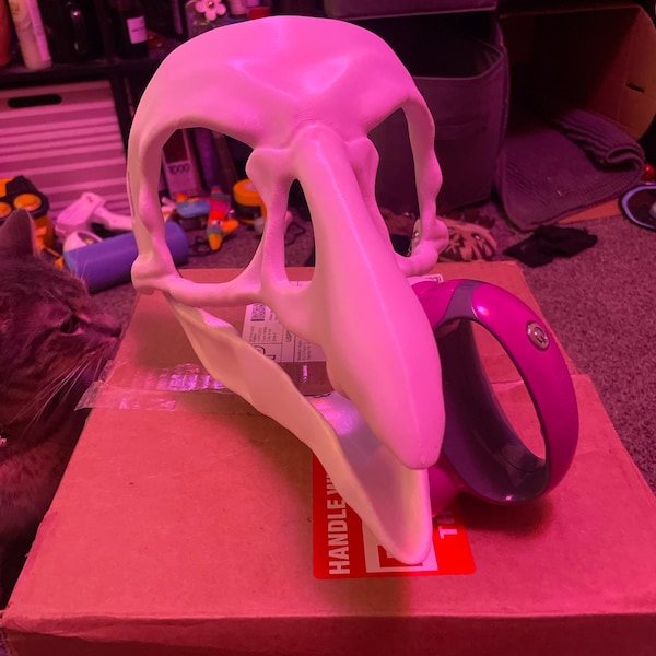 Raven Bird Skull Corvus Bone Skull Mask - Movable Moving Hinge Jaw- 3D ...