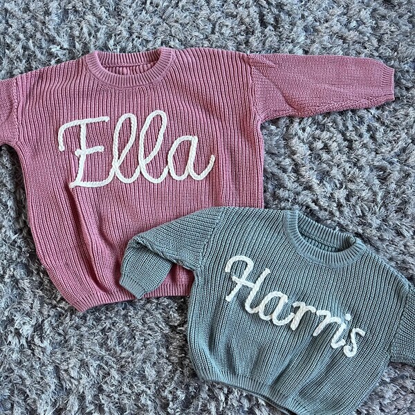 Personalized Hand Knitted Name Baby Sweater,custom Baby Name Sweater ...