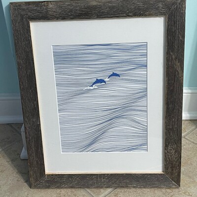 Linocut Sea Ocean Japan Retro Wave Waves Line Print Linocut Waves ...