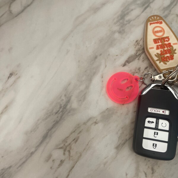 Acrylic Happy Face Keychain: Retro Trendy Charm - Etsy