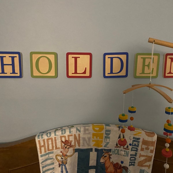 Wood Block Nursery Letters, Baby Name, Individual Wood Letters, Wooden ...