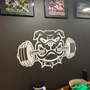 Bull Dog Gym Wall Decal Custom Fitness Decor Workout Art Vinyl Dog ...