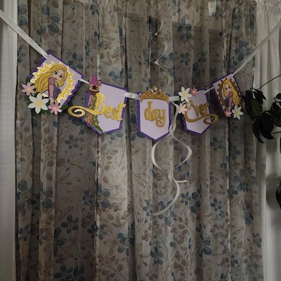 Rapunzel Banner Disney Princesses Theme Party Decor Princess Birthday ...