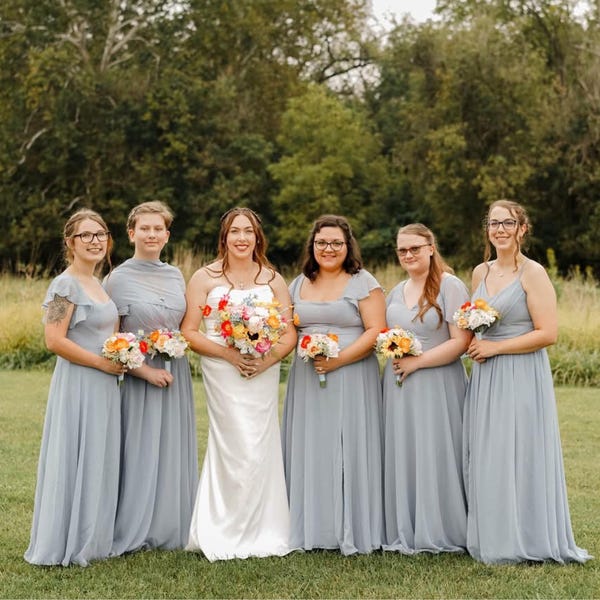 Wildflower Bridal Bouquet, Colorful Orange Hot Pink Wedding Bouquet ...