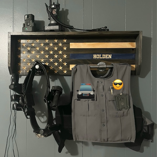 Police Duty Gear Rack With Lockbox Safe FREE Metal Miranda Card - Etsy
