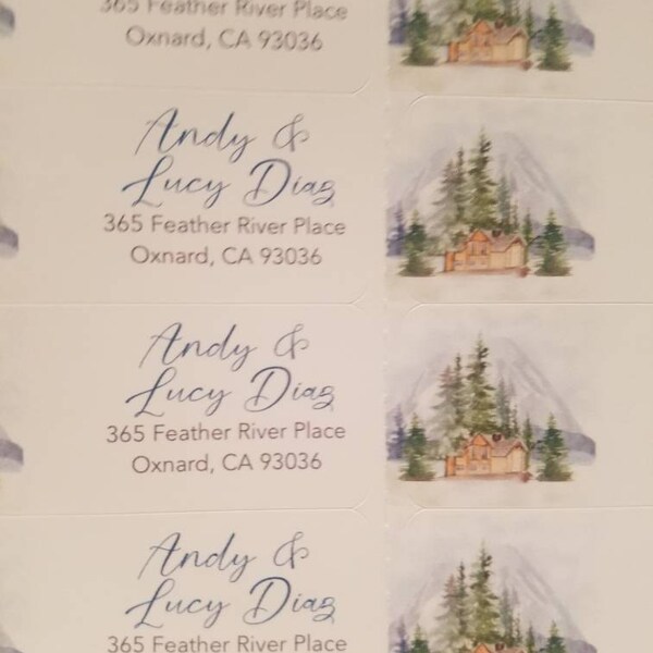 Watercolor Forest Trees Cabin Return Address Labels - Personalized ...