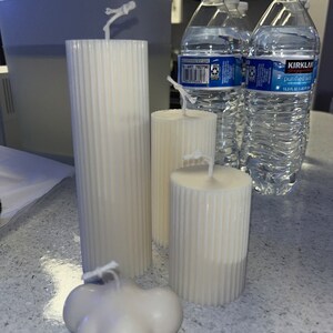 Bulk Taper Ribbed Pillar Candle Bulk Minimalist Pillar Candle Wedding ...