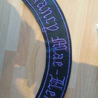 Faux Leather Top Rocker Custom Personalised Biker Embroidered Patch ...