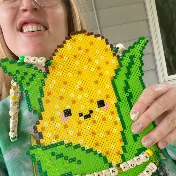 Shrek on T-rex Rave Perler Necklace | Shrek Rave Perler | Rave Perler ...