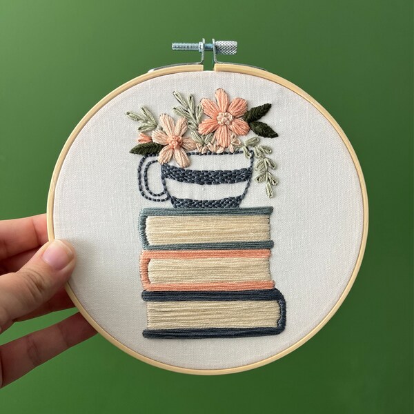 Full Embroidery Kit, Shelf Love Hand Embroidery Pattern, Beginner ...