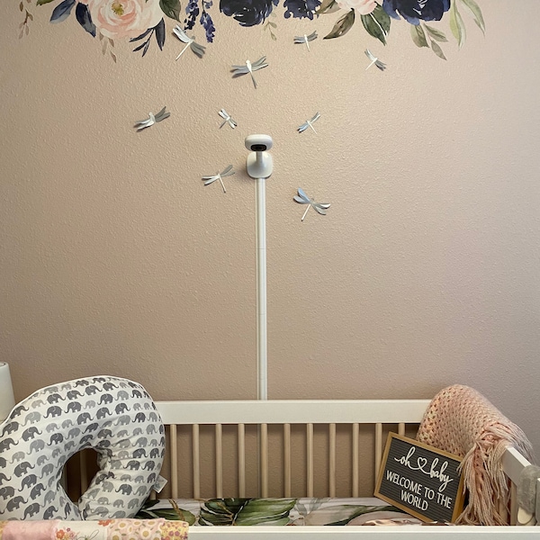 3D Wall Dragonflies, Dragonfly Nursery Wall Art in Silver Metallic Gray ...