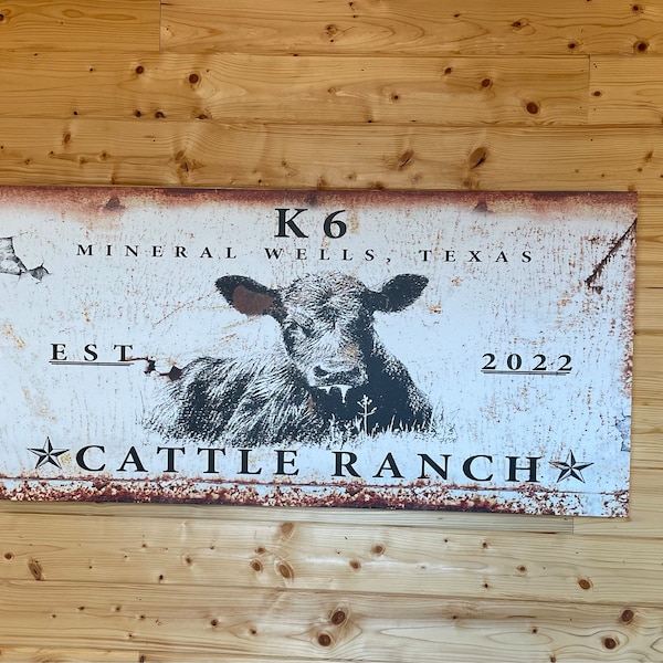 Rustic Cattle Ranch Sign Established Personalized Farmhouse Wall Art ...