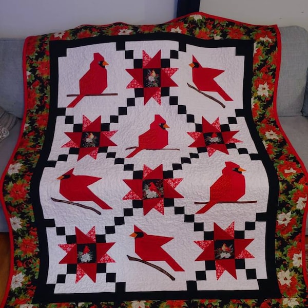 PDF Winter's Song Cardinal Instant Digital Download 40" X 40" Quilt ...