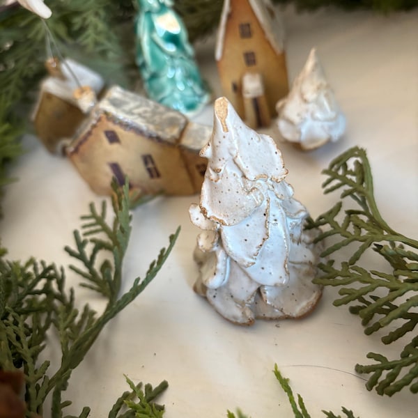 Mini Clay Tree, Small Holiday Trees, Evergreen Christmas Miniature ...