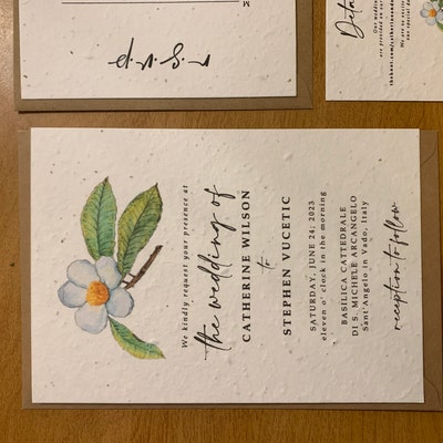 PLANTABLE SEEDED Paper Save the Date Invitation Card, Sustainable ...