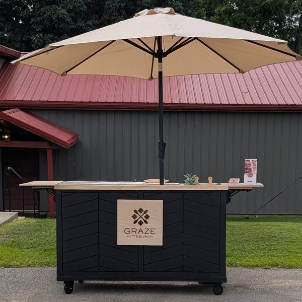 Compact Foldable Charcuterie Cart – Customizable Wooden Serving Table ...