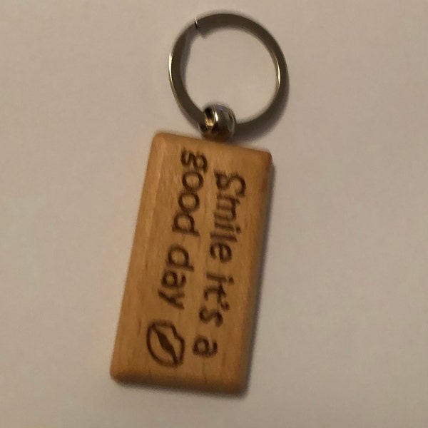 Personalised Keyring Wooden - Custom Key Ring - Beech Wood Customised ...