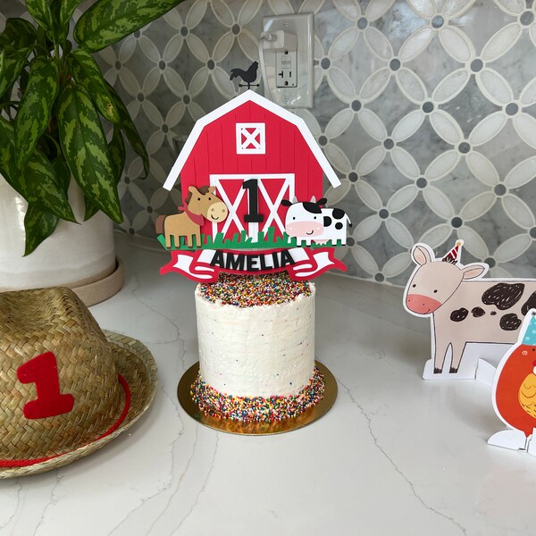 Farm Cake Topper, Farm One Cake Topper, Farm One Cake Topper, Farm ...