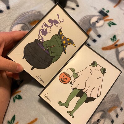 Sheet Ghost Frog Print Watercolor Art Funky Room Decor Spooky Frogs - Etsy