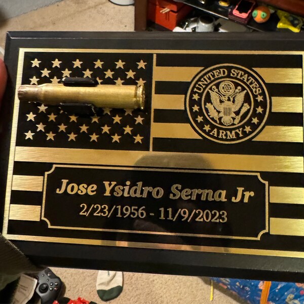 Military Funeral Memorial Plaque With Laser Engraved Metal Plate ...