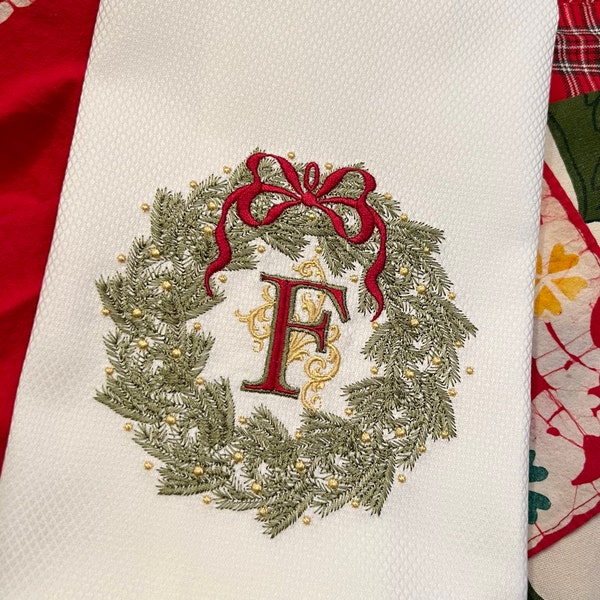 Christmas Wreath Embroidery Design Christmas Monogram Instant Download ...