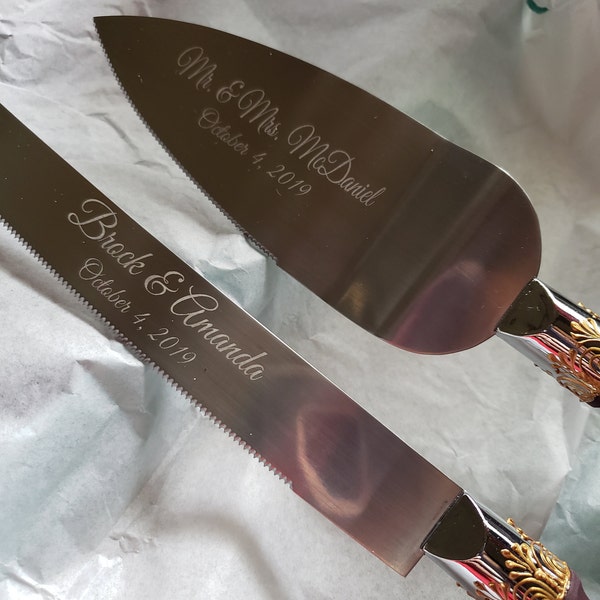 Maroon Wedding Cake Server Set & Knife Cake Cutting Set Wedding Cake ...