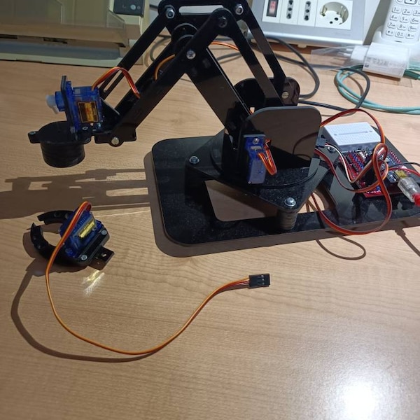 MDF Robotic Arm With Magnetic Gripper - PDF Templates for Laser Cutting ...