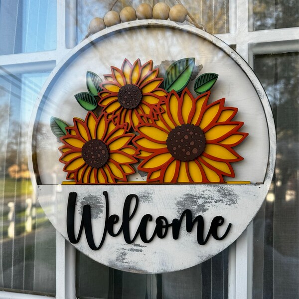 Welcome Sign With Interchangeable Inserts, Front Door Decor, 11 Inch ...