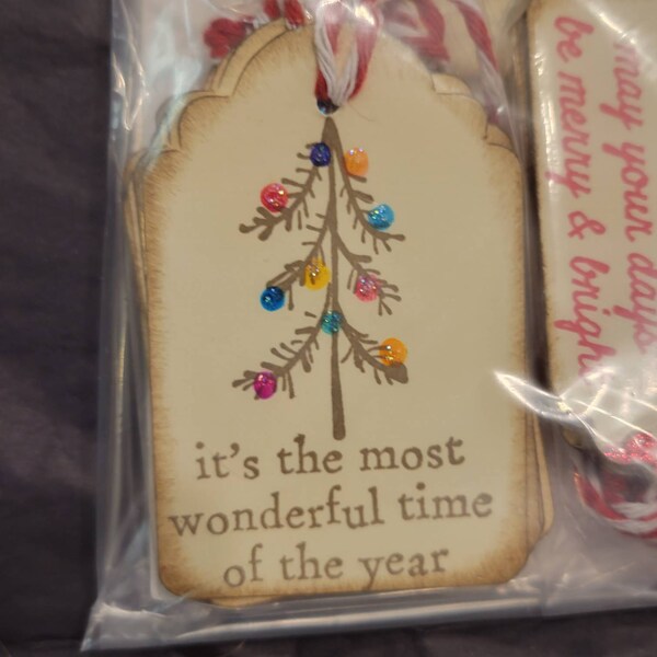 Christmas Gift Tags, Hand Stamped Gift Tags, Assorted Christmas Hang ...
