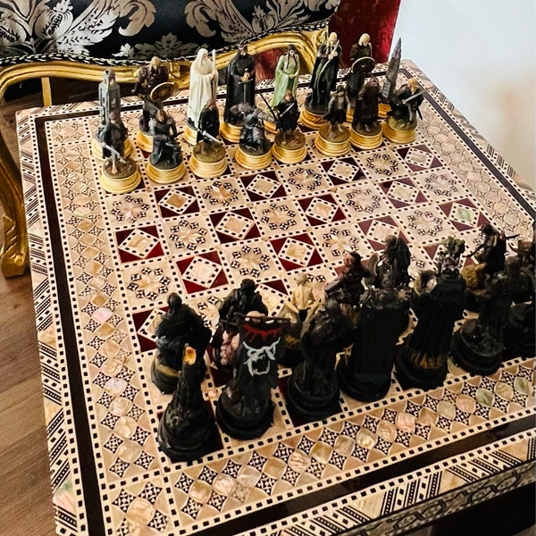 Chess Table Inlaid Mother of Pearl 16"a Perfect Luxury Giftchess Game ...