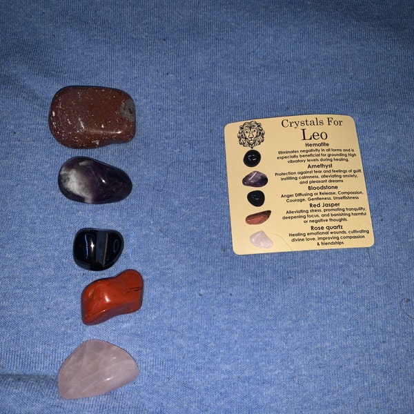 LEO Crystal Set, 5x Crystals Set for LEO (hematite, Amethyst ...
