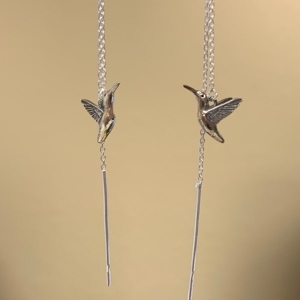 Realistic Hummingbird Earrings, Pull Through Earrings, Hummingbird ...