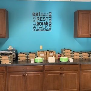 Office Wall Decal Break Room Word Collage, Vinyl Wall Lettering for ...
