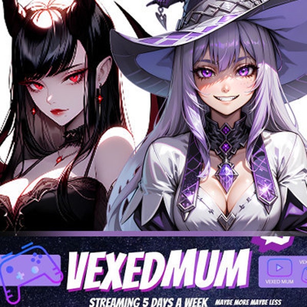 Pngtuber Purple Witch 2D Premade Model With 5 Emotions for Streaming | Veadotube | Halloween ...