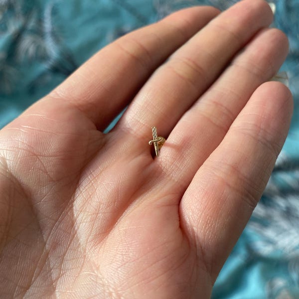 14K Gold Vertical Dangle Hidden Helix Piercing/threadless Push Pin Flat ...