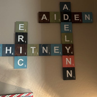 Scrabble Wall,46 Tile Colors ,farmhouse Carved Decor,rustic ...