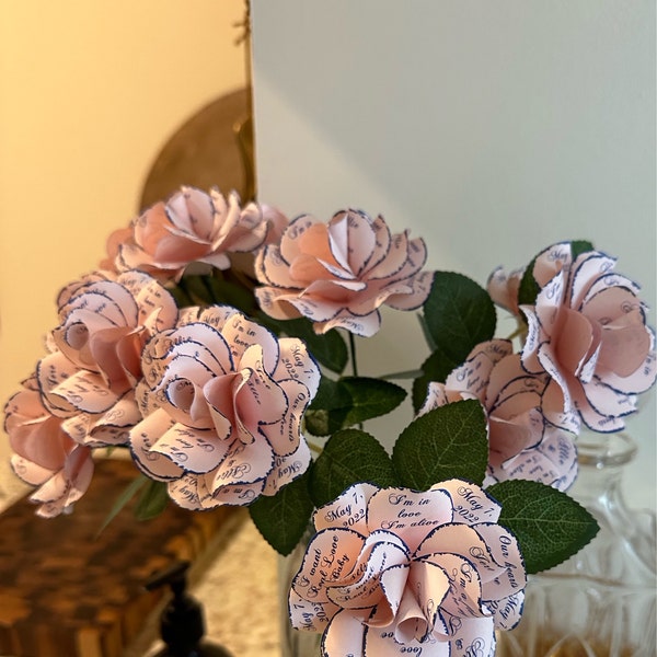 Paper Anniversary First Anniversary Gift Paper Roses Printed With First ...