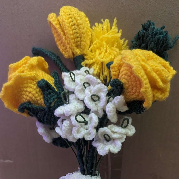 FLOWER Bouquet Pattern J for Advanced Beginners. 7 in 1. Baby's Breath ...