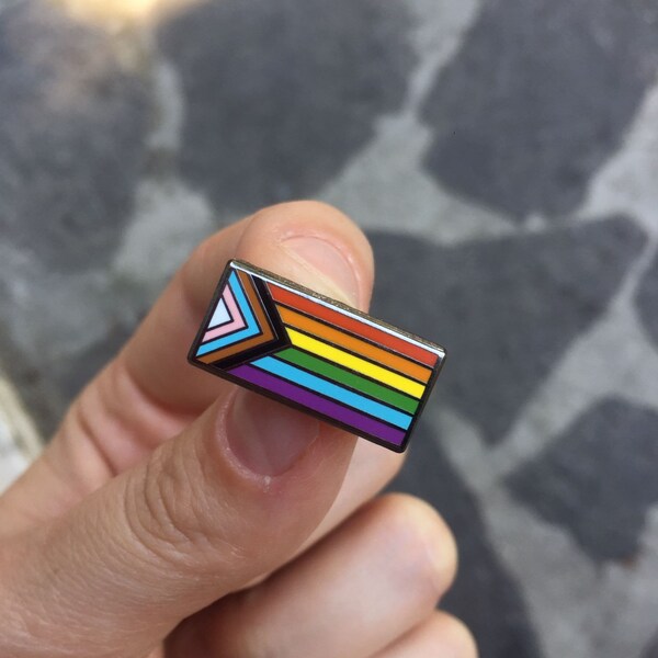 Progress Pride Flag Pin — Enamel Badge Rainbow Inclusive Gay LGBT ...