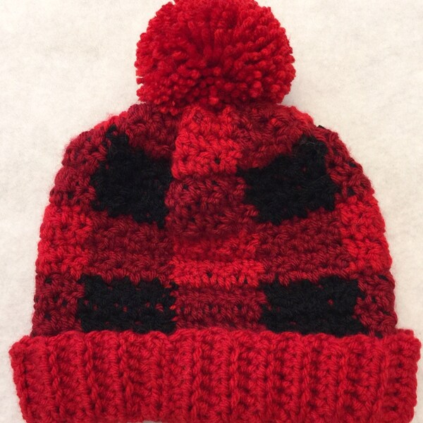 Red Buffalo Check Crochet Hat Pattern - Etsy