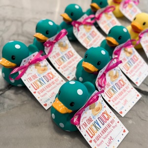 Rubber Duck Valentine's Day Gift Tags Valentine Lucky Duck Tag ...