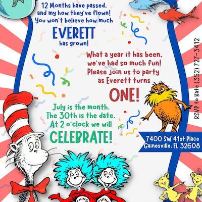 Instant Download Dr. Seuss Printable Kids Class Favor, One Fish Two ...