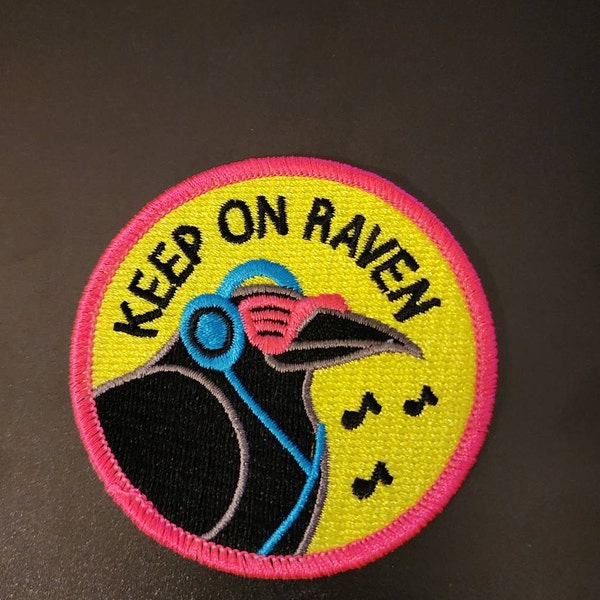 Keep on Raven Embroidered Patch, Funny Raving Bird, Neon Rave Music - Etsy