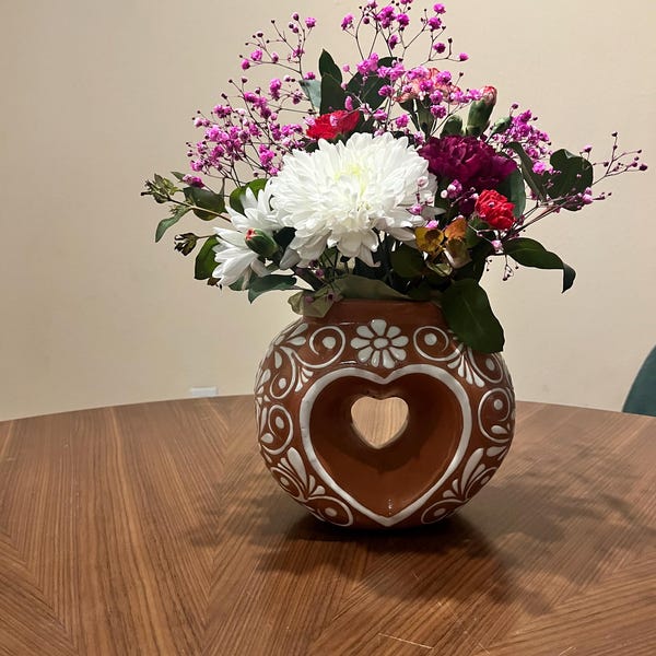 Hand Painted Mexican Talavera Mini Shoe Planter Pot in Brown and White ...