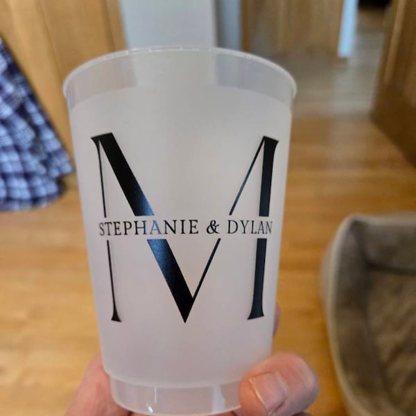 Custom Wedding Cups, Reception Bar Frosted Cups, Personalized ...