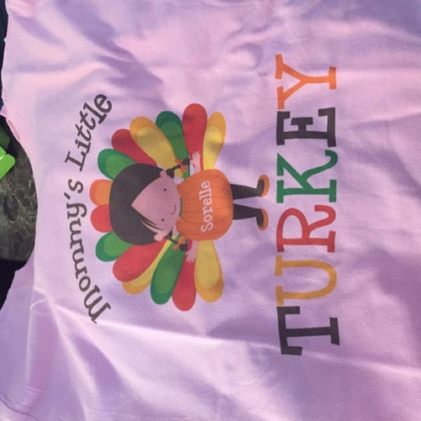 Girls Turkey Thanksgiving Shirt - Mommy's Little Turkey Adorable ...