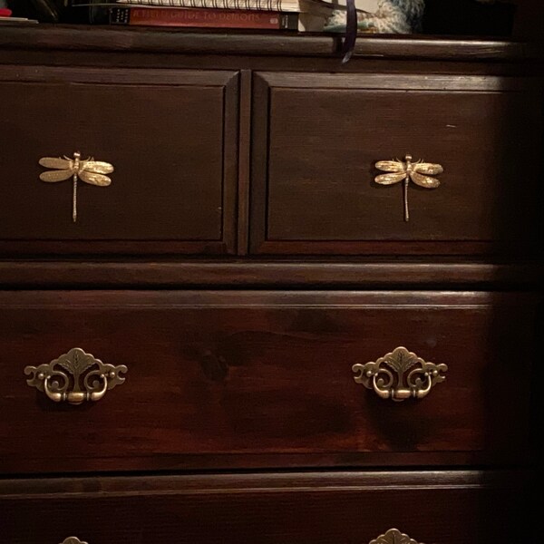 Brass Dragonfly Knobs , Dragonfly Drawer Pulls, Custom Engraved Wardrobe Knob Cabinet Knobs ...